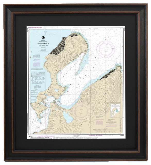 Poster Size Framed Nautical Chart, Dutch Harbor - Traditional - Prints ...