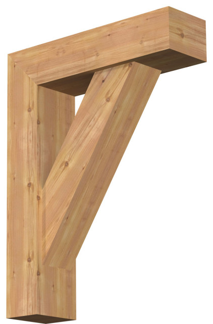 Traditional Block Rough Sawn Bracket w/ Offset Brace, 28"D x 36"H ...