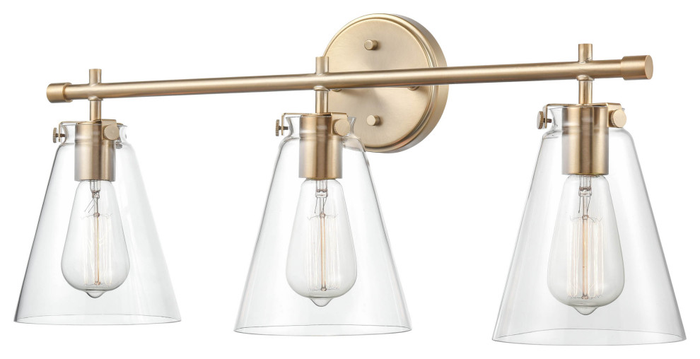3-Light 27" Modern Gold Bathroom Vanity Light - Transitional - Bathroom ...
