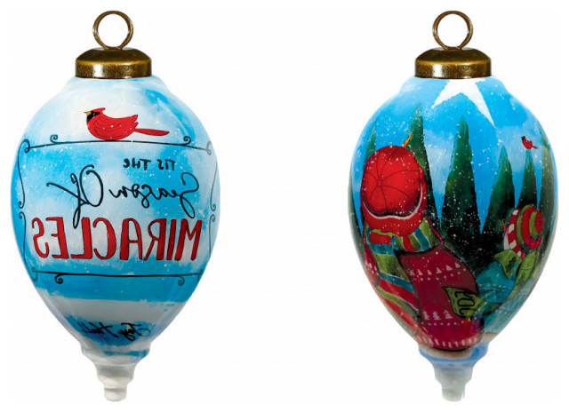 Season of Miracles Wordings Snowman Hand Painted Mouth Blown Glass ...