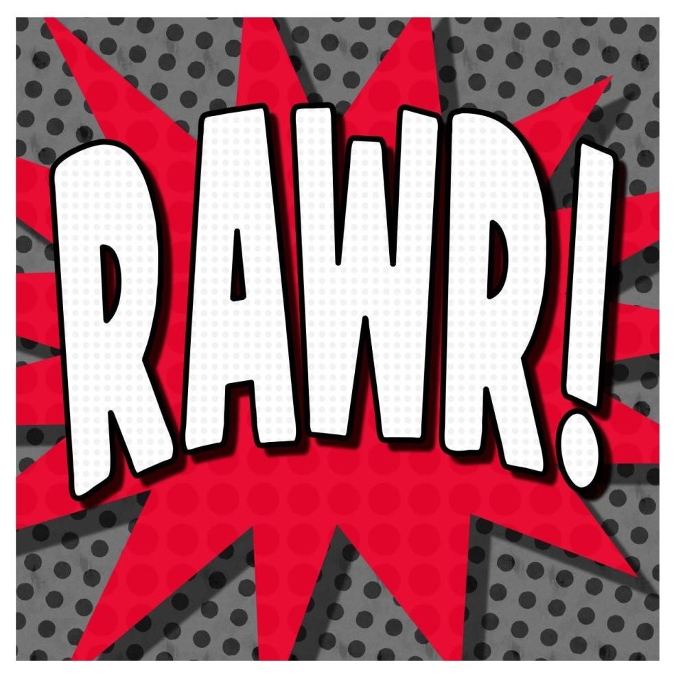 "Word Power - Rawr" Digital Paper Print by BG.Studio, 20"x20", 32"x32 ...