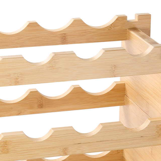 VEVOR Stackable Modular Wine Rack Bamboo Wood Display Shelf, 6 Tier ...