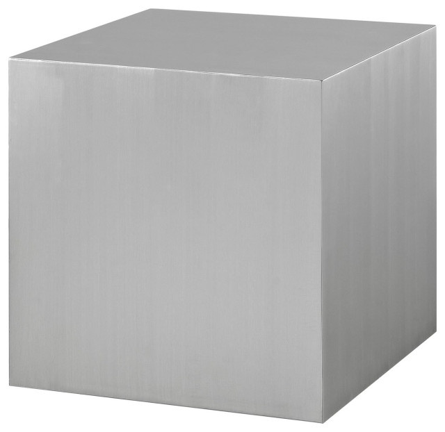 Contemporary Stainless Steel Cube Side Table with Silver Finish ...