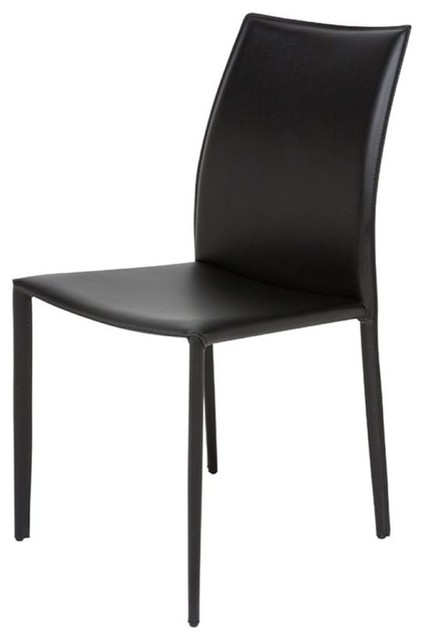 Nuevo Sienna Leather Dining Side Chair, Black - Contemporary - Dining ...