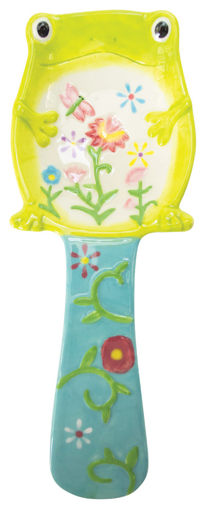Boston Warehouse Earthenware Floral Frog Spoonrest - Contemporary ...