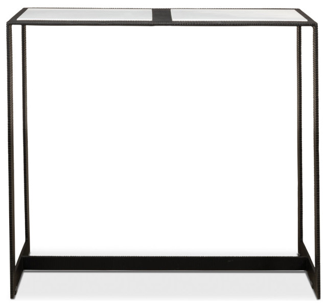 Ridged Iron Console Table White Marble, Small - Transitional - Console ...