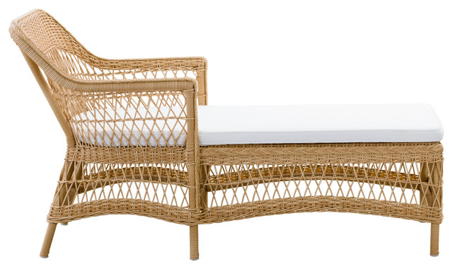 Olivia Chaise Lounge With Cushion, Natural Finish, Snow White ...