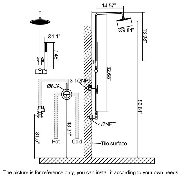 Wall Mounted Exposed Shower System With Rough-in Valve - Contemporary ...