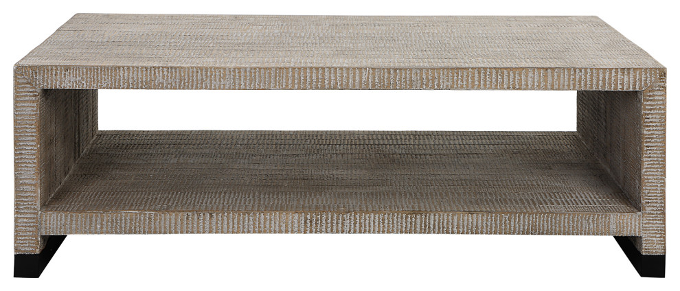 Uttermost Bosk White Washed Coffee Table - Farmhouse - Coffee Tables ...