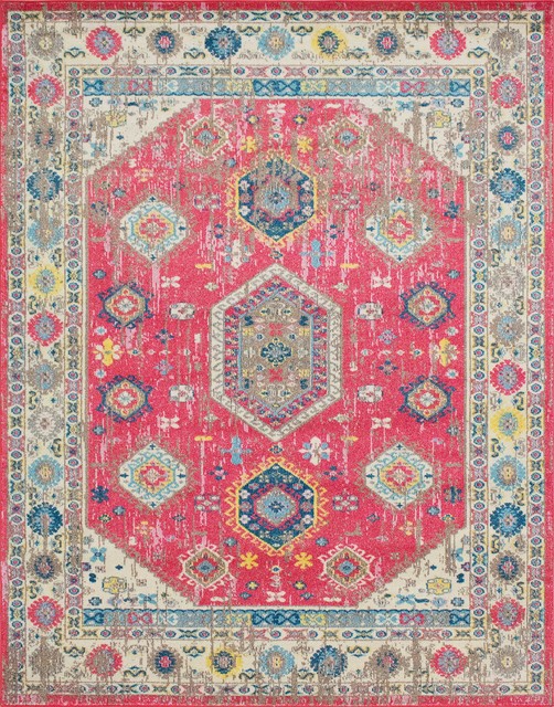 Noori Rug Distressed Sapphire Pink/Purple Rug, 5'3" x 8'0 ...