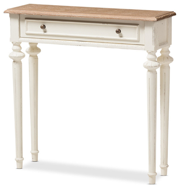 Marquetterie Weathered Oak and White Wash Distressed Wood Two-Tone ...