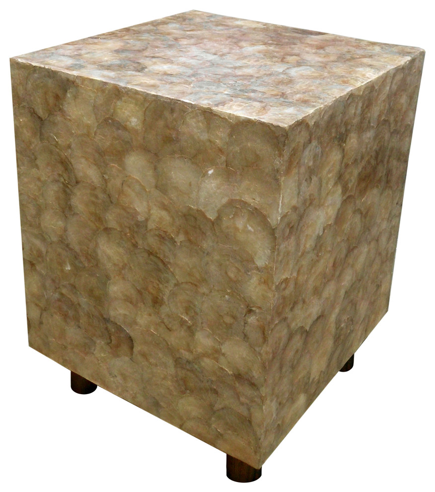 Capiz Shell Square Stool - Beach Style - Accent And Garden Stools - by ...