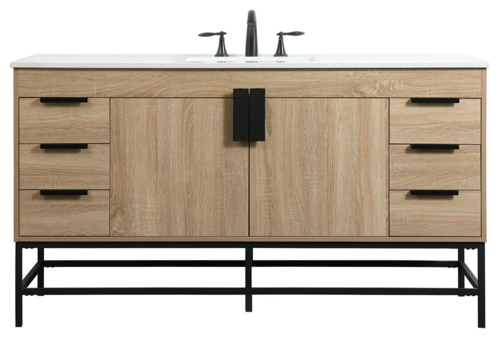 60" Single Bathroom Vanity, Mango Wood, Vf48860Mw - Transitional ...