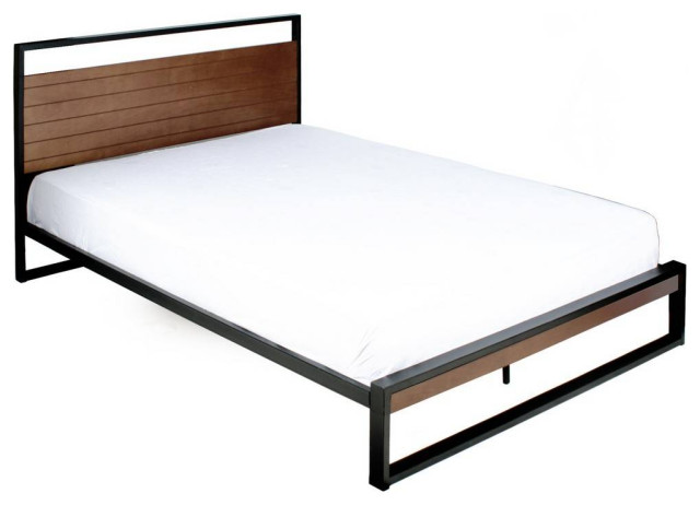 Better Home Products Maximo Metal and Wood Platform Bed Frame Full ...
