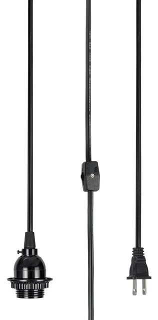 21006, 1-Light Plug-in Hanging Socket Pendant Fixture With Matte Black ...