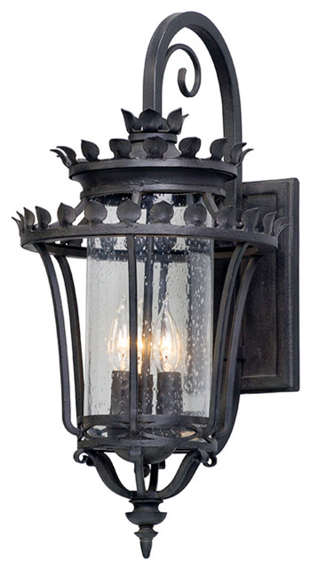 Greystone Outdoor Wall Light Medium Forged Iron Finish, Clear Seeded ...