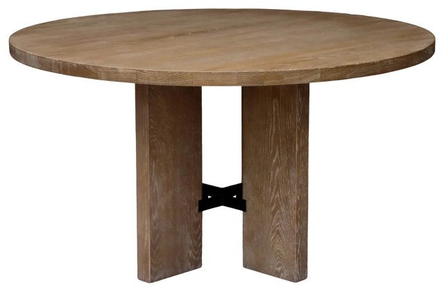 Fraser Round Dining Table, Brown - Transitional - Dining Tables - by LH ...
