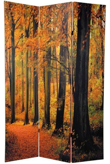 6' Tall Double Sided Autumn Trees Room Divider - Contemporary - Screens ...