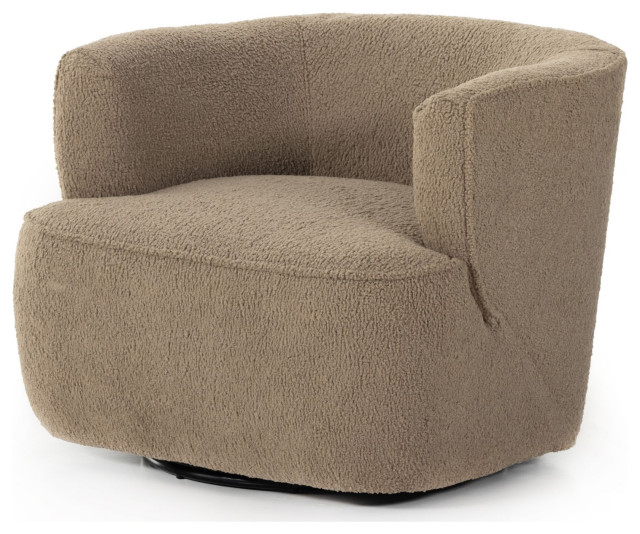 Mila Sheepskin Camel Swivel Chair - Transitional - Armchairs And Accent ...