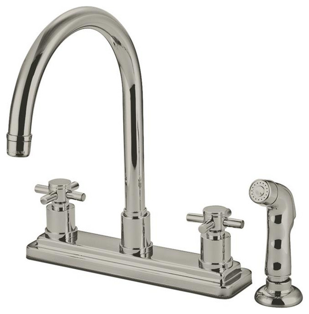 Kingston Brass 12 1/2" Double Cross Handle Kitchen Faucet, KS8798DX ...