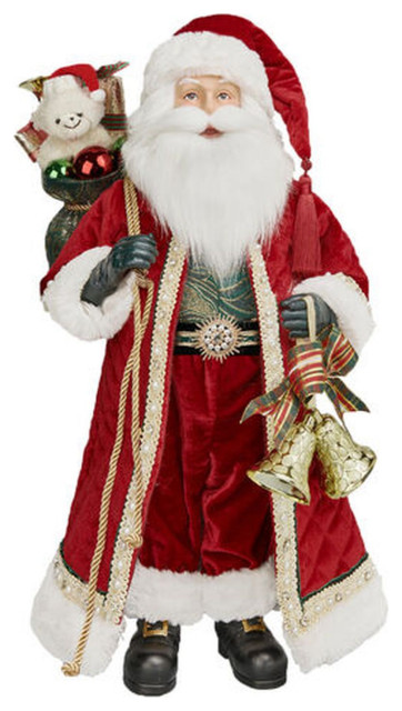 December Diamonds Santa & Friends 20.5" Fabric Santa With Long Red Coat ...