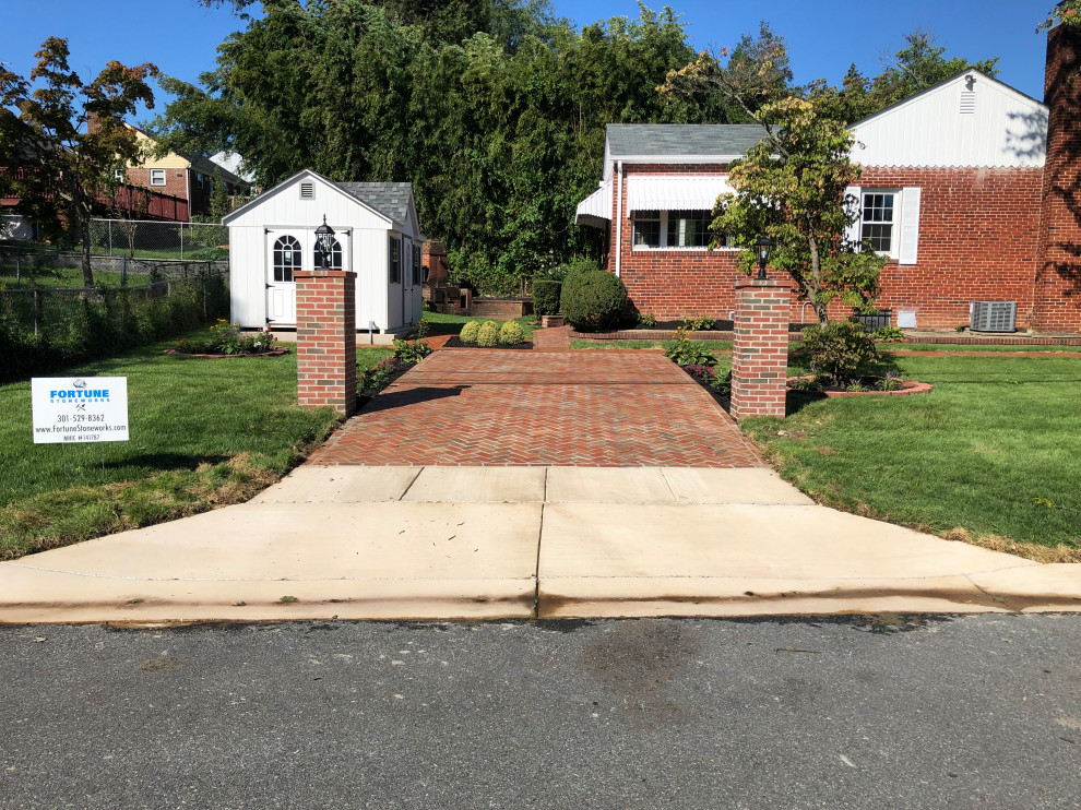 New Curb Cut Paver Driveway and Walkways in Silver Spring MD - Exterior ...