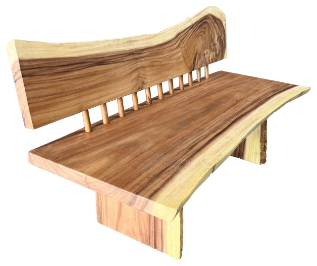 Live Edge Bench With Back - Rustic - Dining Benches - by Rustic Home ...