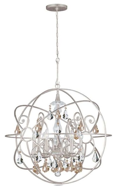 Crystorama Solaris Chandelier Wrought Iron Sphere Golden Shade ...