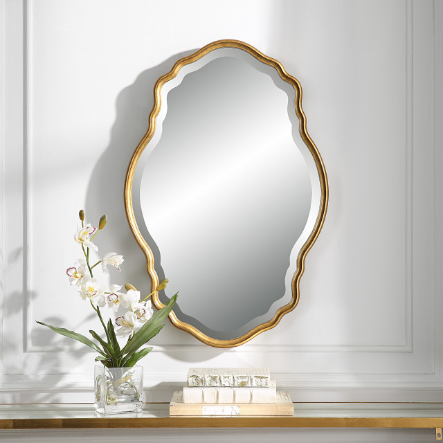 33" Farmhouse Gold Ornate Mirror - Contemporary - Bathroom Mirrors - by ...