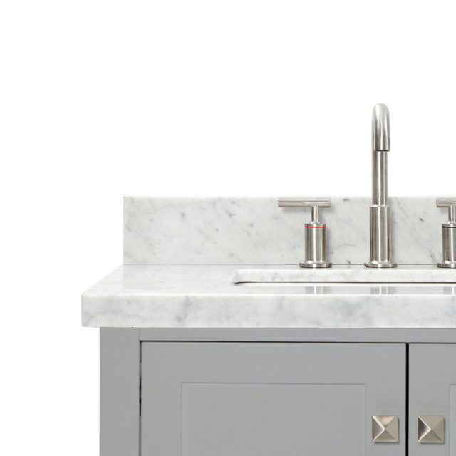 ARIEL Cambridge 73" Double Rectangle Sink Bathroom Vanity Grey With ...