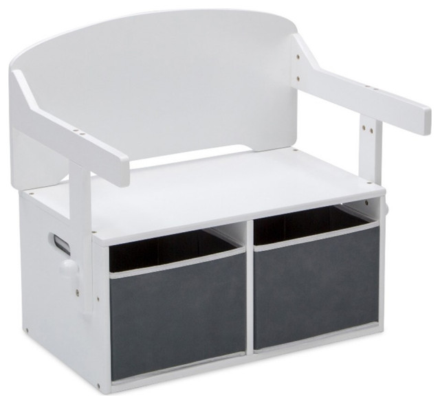 Delta Children MySize Wood Convertible Activity Bench in Bianca White ...