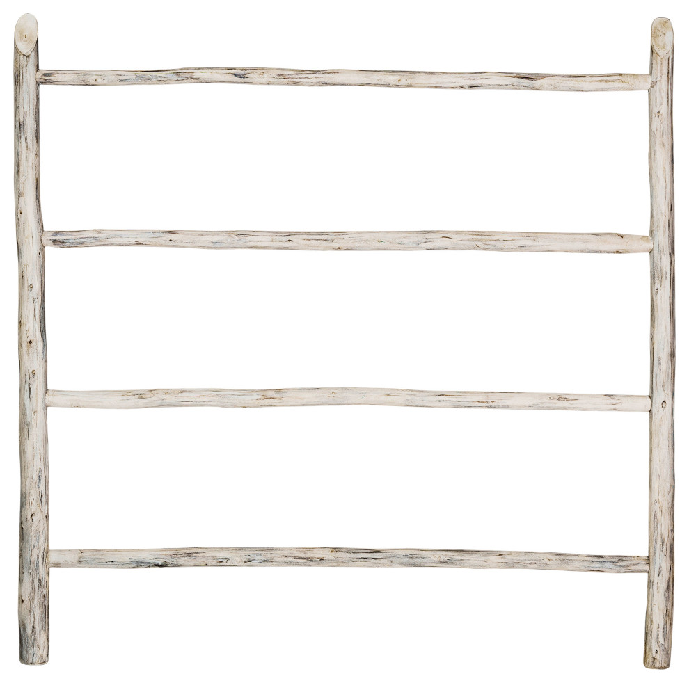 Decorative Wood Ladder With 4 Rungs, White - Ladders And Step Stools ...