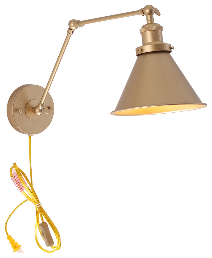 1-Light Plug-In Swing Arm Wall Sconce - Industrial - Swing Arm Wall ...