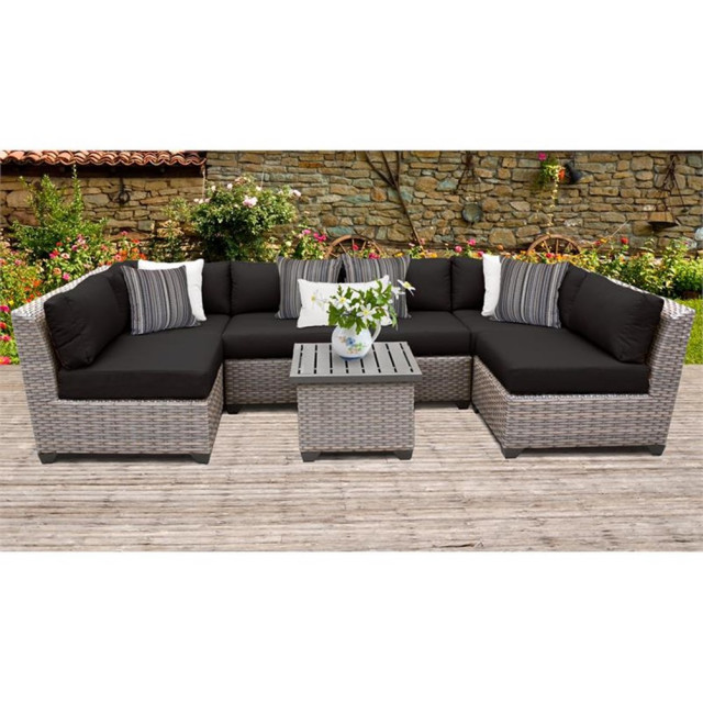 Florence 7 Piece Outdoor Wicker Patio Furniture Set 07c in Black ...