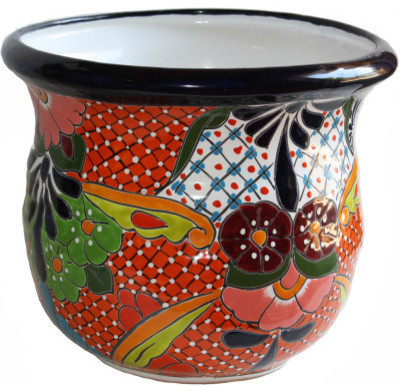 Azteca Talavera Mexican Ceramic Pot - Mediterranean - Indoor Pots And ...