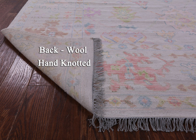 Ivory 9' Square Turkish Angora Oushak Handmade Wool Rug - Q22363, 8' 9 ...