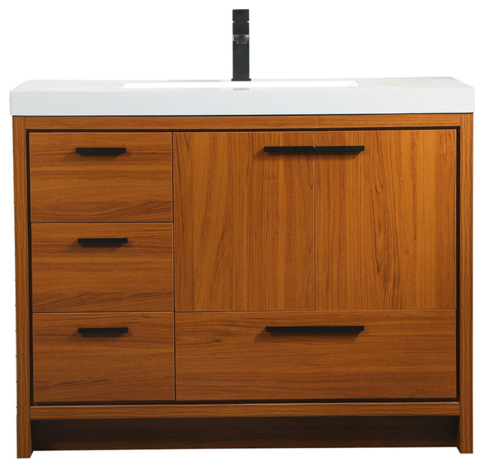 42" Single Bathroom Vanity, Teak, Vf46042Mtk - Transitional - Bathroom ...