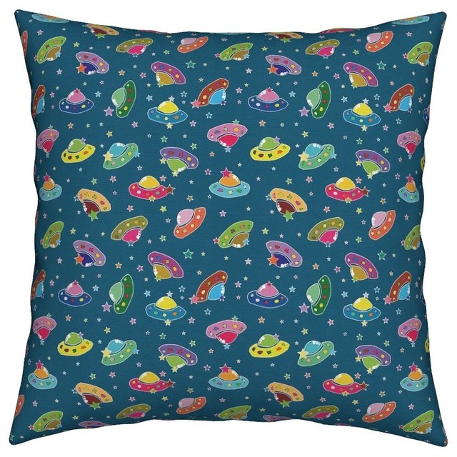 Ufos Stars Space Aliens Abstract Geometric Throw Pillow - Contemporary ...