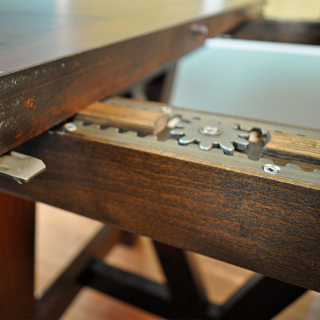 Hawthorne Rustic Cherry Square Extendable Dining Table, 72x72 2 Leaves ...