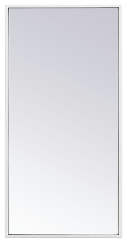 Metal Frame Rectangle Mirror 14X28", White - Contemporary - Wall ...