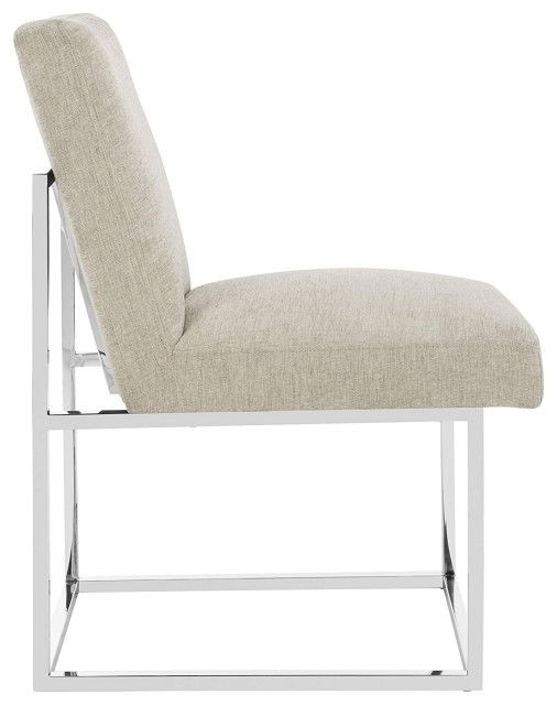 Taupe Velvet Dining Chair with Square Metal Frame, Set of 2 ...