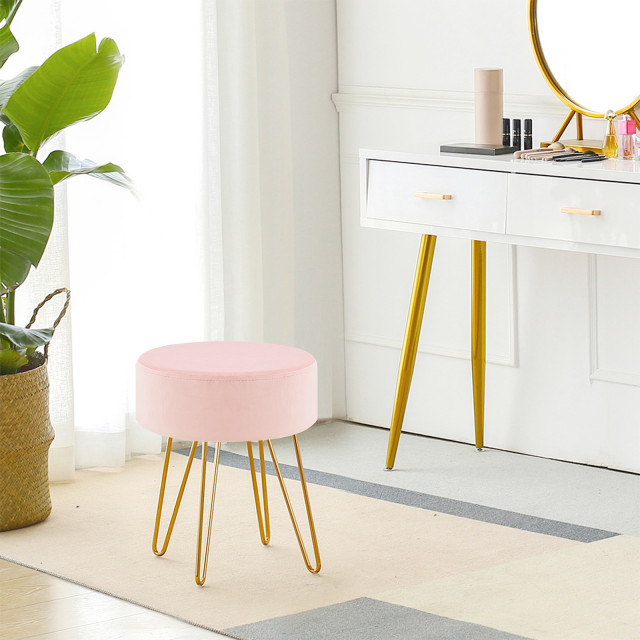 Golden Hairpin Legs Vanity Stool - Midcentury - Vanity Stools And ...