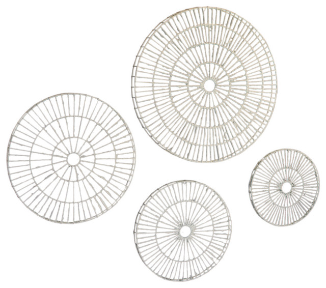Hand Made Wire Circles Disc Wall Art 4-Piece Set Decorative Open Wheel ...