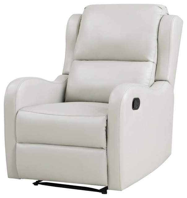 Modern Recliner Chair, PU Leather Seat With Waterfall Back & Curved ...