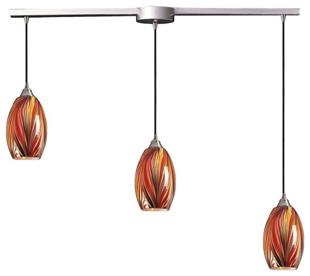 3-Light Triangular Pendant, Multi Color Glass Color - Contemporary ...