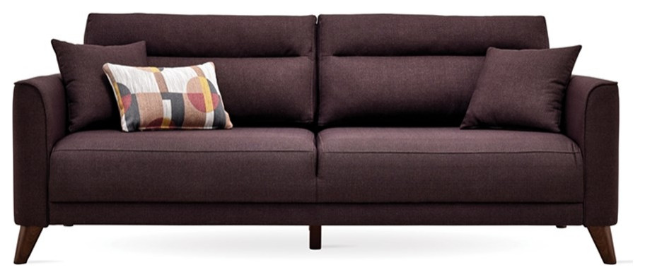 Enza Home Alto 3-Seater Fabric & Wood Sofa Bed in Purple/Brown ...