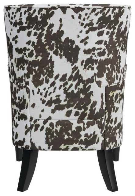 Shelter High Back Wingback Chair in Velvet Brown Cow Print ...