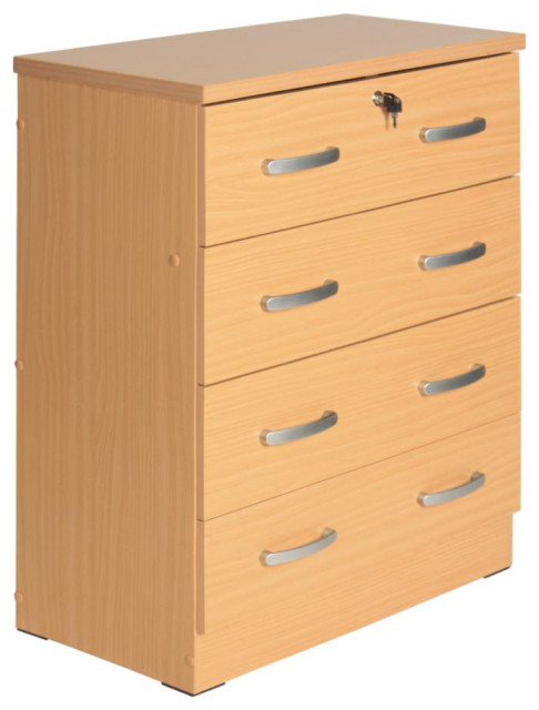 Better Home Products Cindy 4 Drawer Chest Wooden Dresser with Lock ...