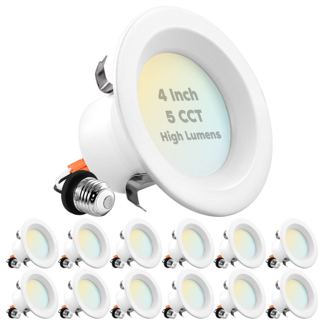 Luxrite 4" LED Recessed Can Light 14W 5 Color Option ETL 12 PK - Modern ...