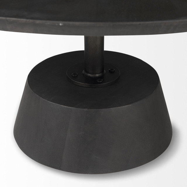 Black Wooden Pedestal Base Coffee Table - Industrial - Coffee Tables ...